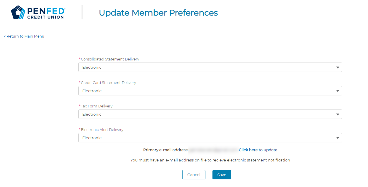 PenFed Online - How to Enroll in E-Statements